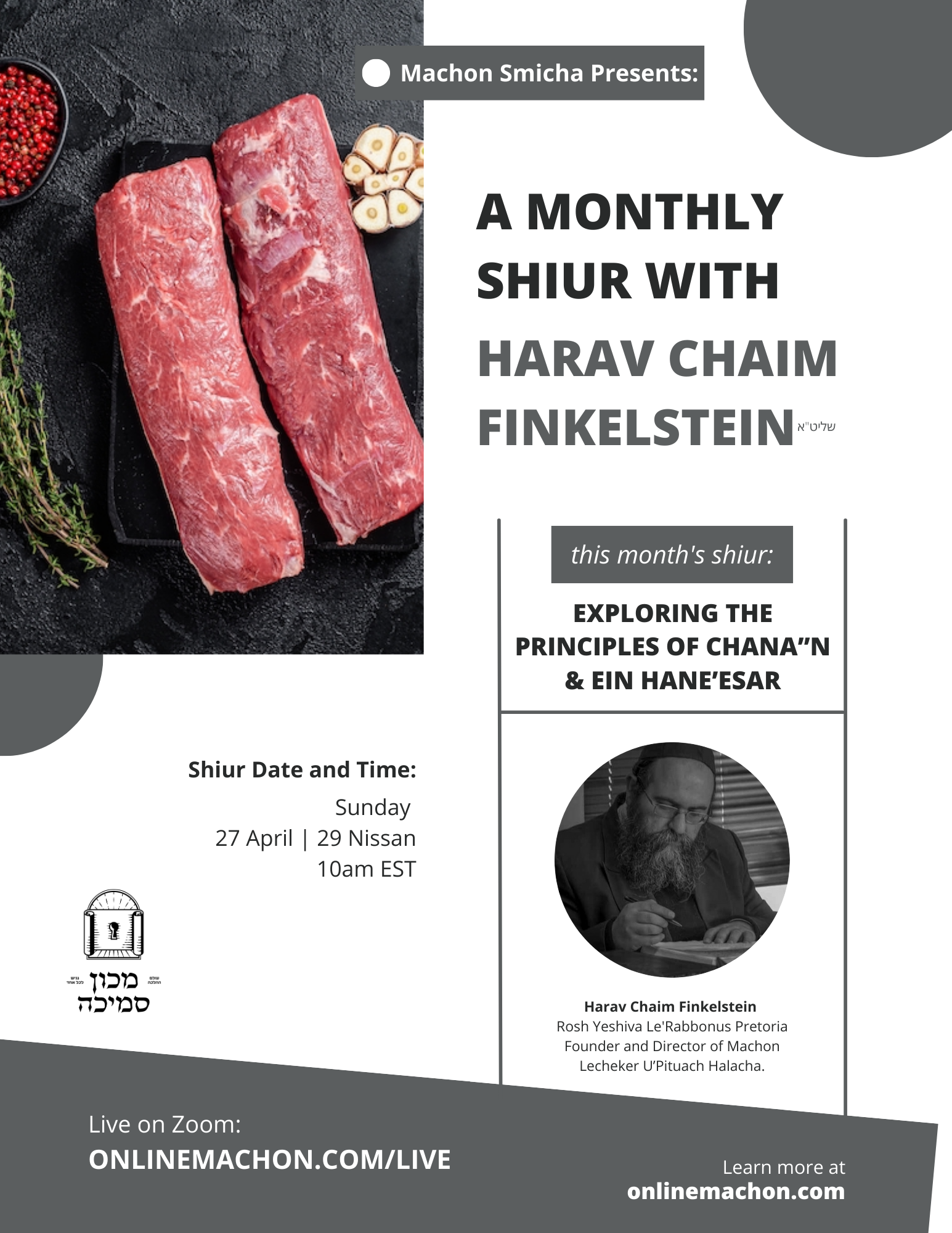 Flyer-for-Rabbi-Chaim-Finkelstein-Monthly-Shiurim – Machon Smicha